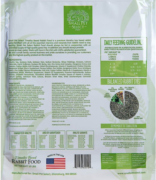 SMALL PET SELECT Timothy Based Pellets Rabbit Food, 10-lb box - Chewy.com