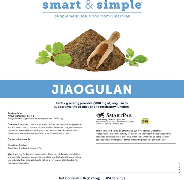 SMARTEQUINE Smart & Simple Jiaogulan Powder Horse Supplement, 5-lb bag ...