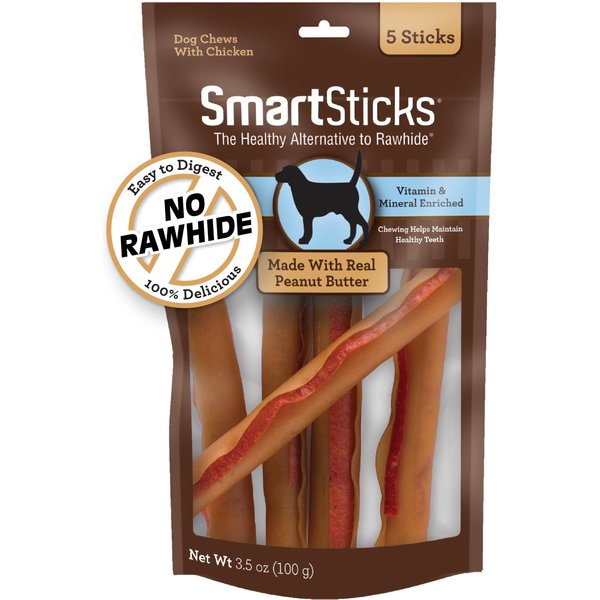 SMARTBONES SmartSticks Rawhide-Free Peanut Butter Dog Treats, 5 count ...