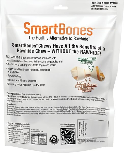 SMARTBONES Sweet Potato Mini Dog Treats, 32 count - Chewy.com