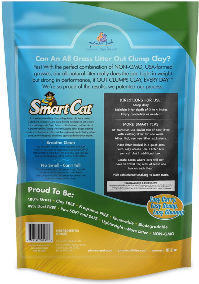 SMARTCAT Unscented Clumping Grass Cat Litter, 10-lb bag - Chewy.com