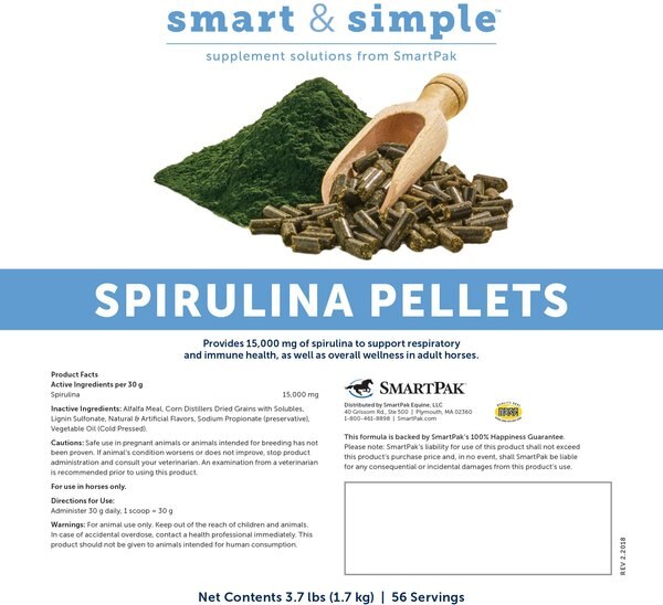 SMARTEQUINE Smart & Simple Spirulina Pellet Horse Supplement, 3.7-lb ...
