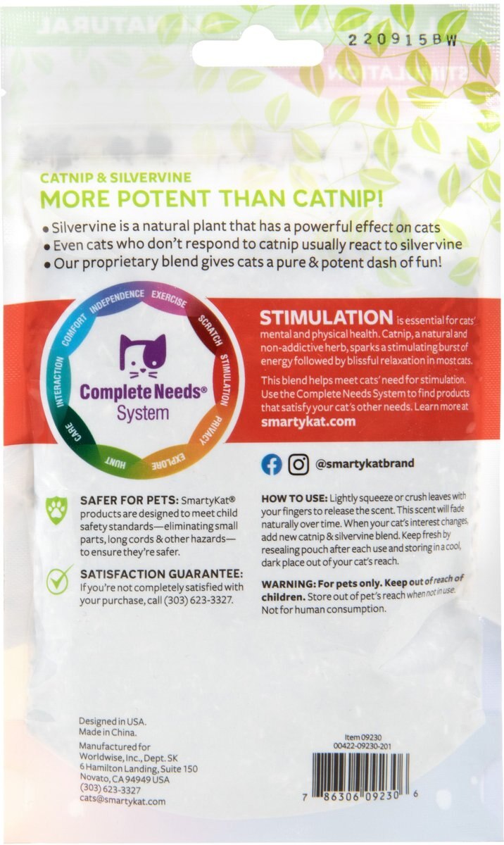 SMARTYKAT Silvervine Cat Attractant Catnip, 1.25-oz pouch - Chewy.com