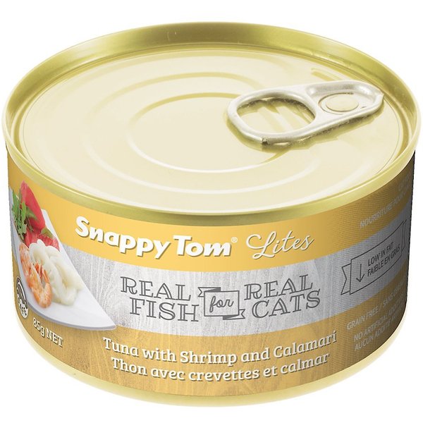 SNAPPY TOM Lites Tuna with Crabmeat Canned Cat Food, 5.5-oz can, case ...
