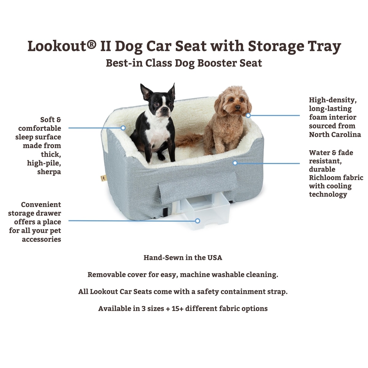 SNOOZER PET PRODUCTS Lookout 2 Dog Car Seat, Denim Diamond, Medium ...