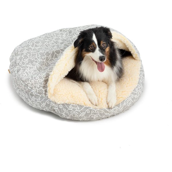 SNOOZER PET PRODUCTS Round Indoor Outdoor Cozy Cave Dog Bed, Grey ...