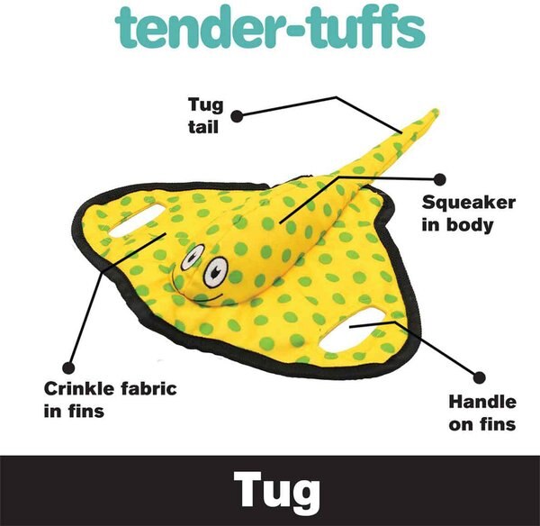 SNUGGLE PUPPY Tender Tuffs Tug Stingray Tough Squeaky Plush Dog Toy ...