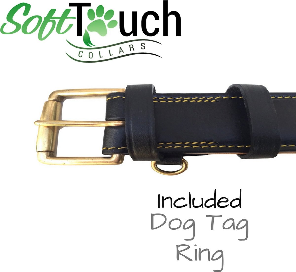 SOFT TOUCH COLLARS Leather Two-Tone Padded Dog Collar, Black, Medium ...