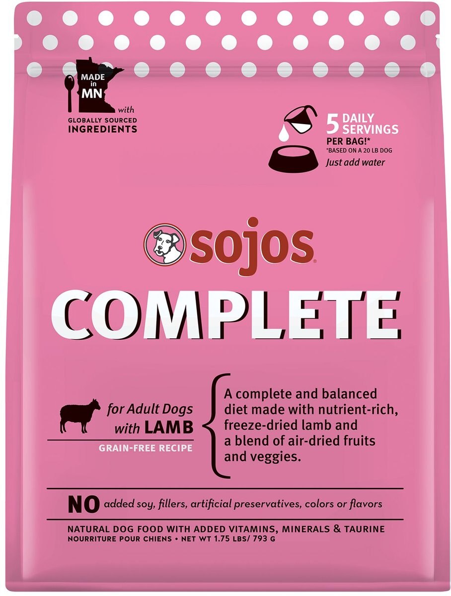 SOJOS Complete Lamb Recipe Adult Grain-Free Freeze-Dried Dehydrated Dog ...