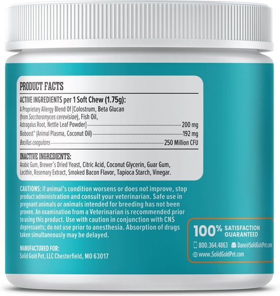 SOLID GOLD Pet Pal-lergy Soft Chews Allergy & Itch Relief Supplement ...