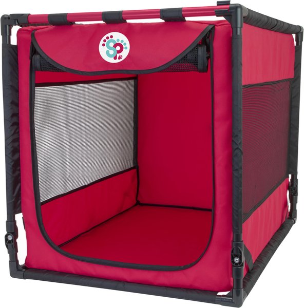 SPORTPET DESIGNS Collapsible Dog Kennel, Red, Large: 36-in - Chewy.com