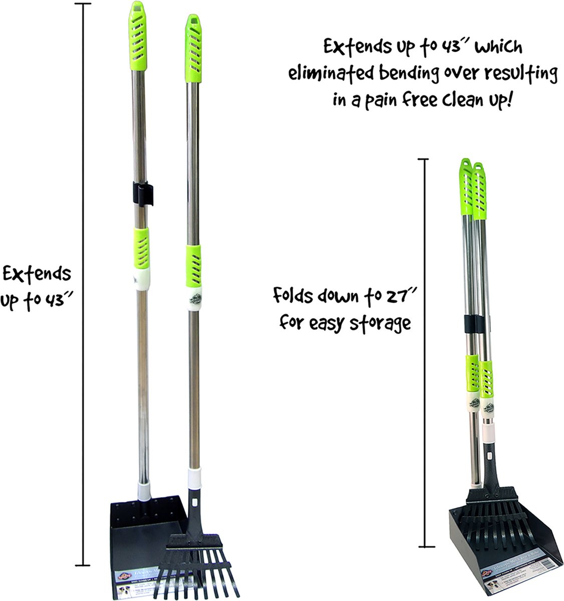 SPOTTY Telescopic Tray & Rake Poop Scooper, 43-in - Chewy.com