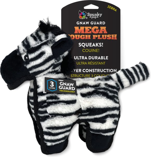 SPUNKY PUP Mega Tough Plush Zebra Dog Chew Toy - Chewy.com