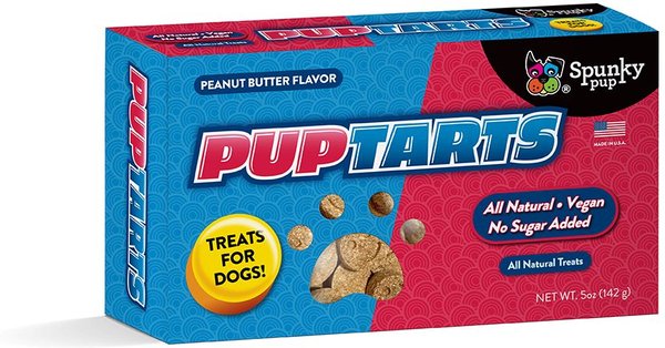 SPUNKY PUP PupTarts Peanut Butter Flavored Biscuits Crunchy Dog Treats, 5-oz box - Chewy.com