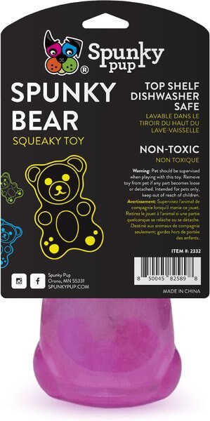 SPUNKY PUP Spunky Bear Squeaky Dog Chew Toy, Medium - Chewy.com