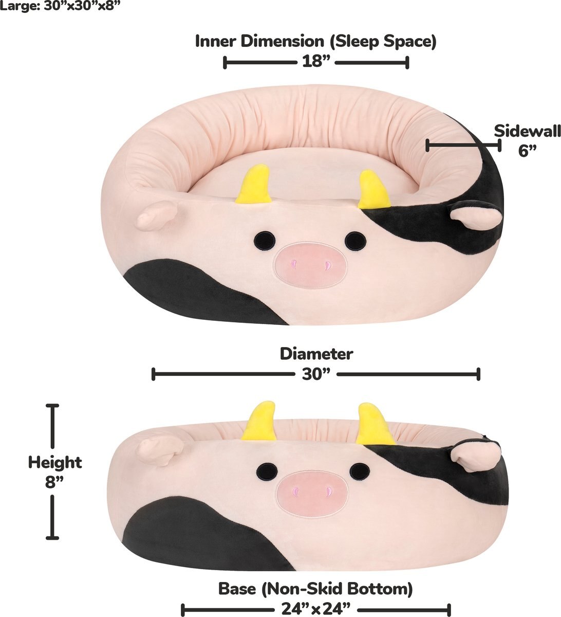 Out of Stock - SQUISHMALLOWS Connor Cow Dog & Cat Bed, White,Large ...