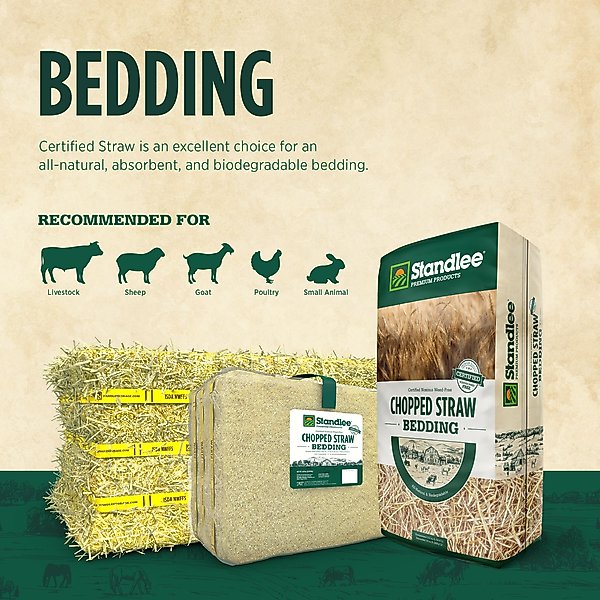 STANDLEE Certified Chopped Straw Bedding for Small Farm Animals & Pets ...