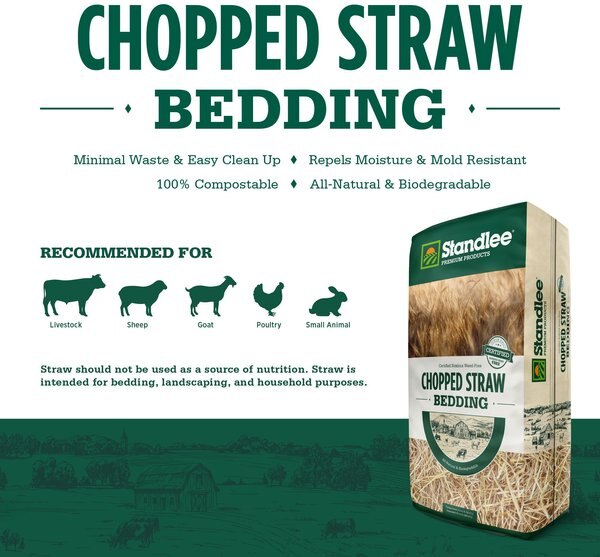 STANDLEE Certified Chopped Straw Bedding for Small Farm Animals & Pets ...