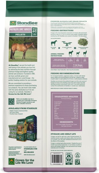 STANDLEE Premium Western Forage Alfalfa Oat Grass Hay Pellets Horse Feed, 40-lb bag - Chewy.com