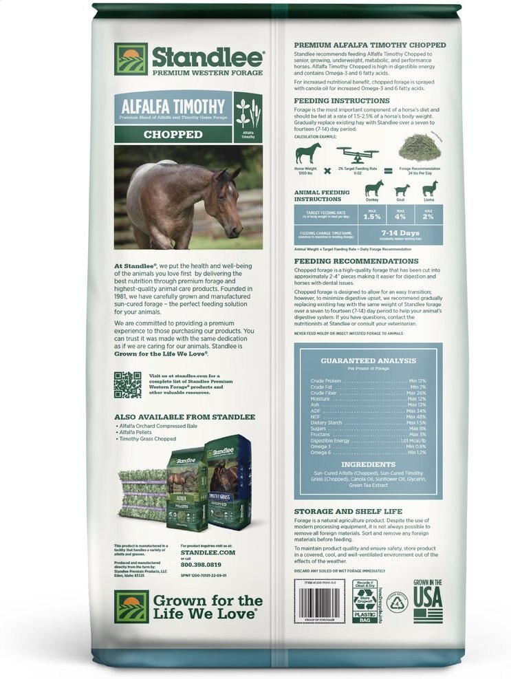 Out of Stock - STANDLEE Premium Western Forage Alfalfa/Timothy Chopped ...