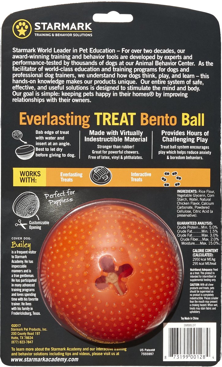 STARMARK Everlasting Bento Ball with Dental Treat Tough Dog Chew Toy ...