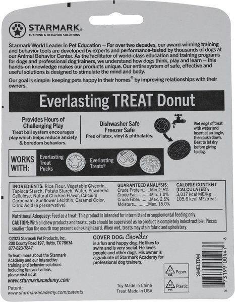 STARMARK Everlasting Donut Tough Treat Dispenser Dog Toy, Medium ...