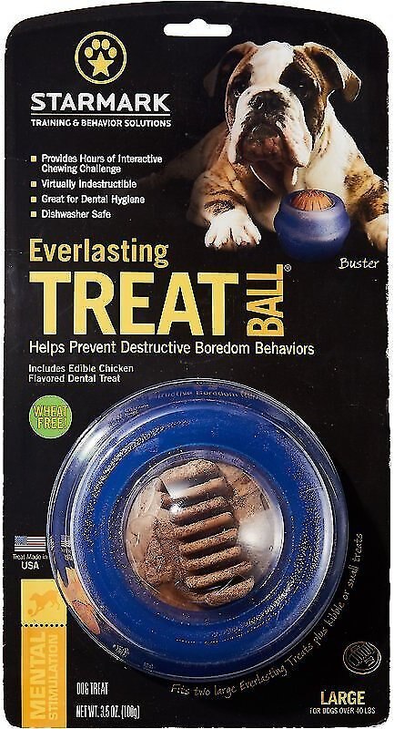 STARMARK Everlasting Treat Ball with Dental Treat Tough Dog Chew Toy ...