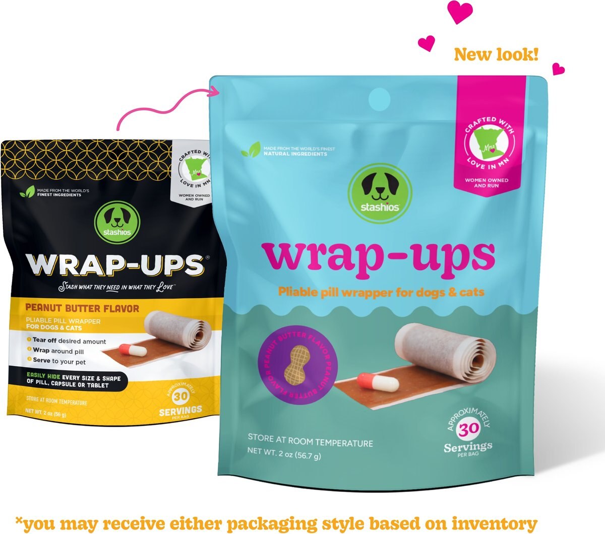 STASHIOS Wrap-Ups Peanut Butter Pill Wrapper Dog & Cat Treat, 30 count ...