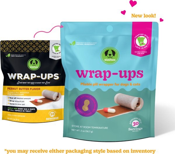 STASHIOS Wrap-Ups Peanut Butter Pill Wrapper Dog & Cat Treat, 30 count ...