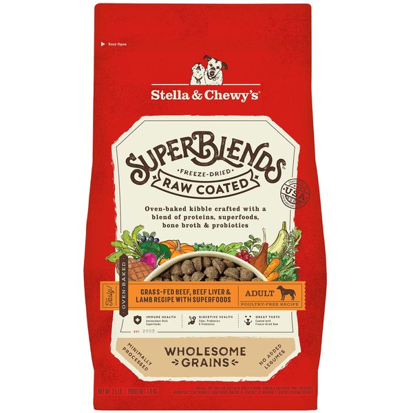 STELLA & CHEWY'S SuperBlends Raw Coated Wholesome Grains Grass-Fed Beef ...