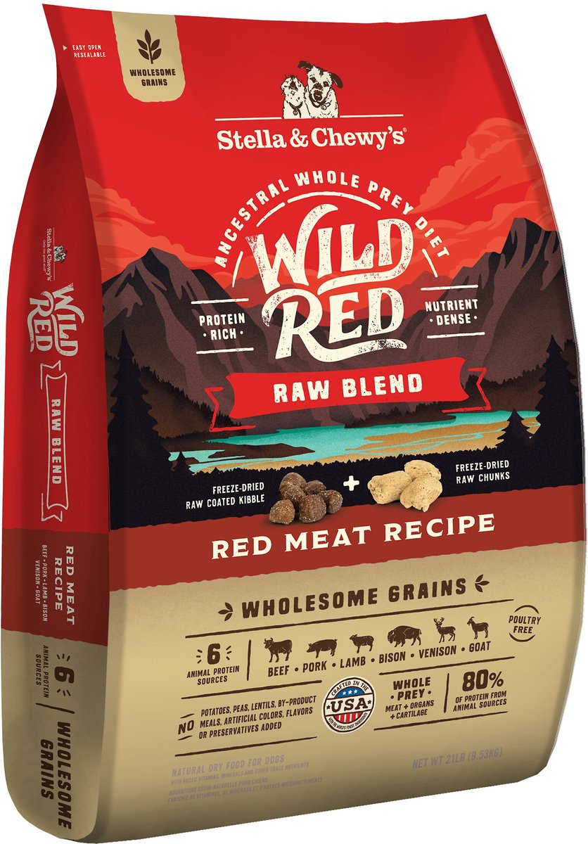 STELLA & CHEWY'S Wild Red Raw Blend Kibble Wholesome Grains Red Meat ...