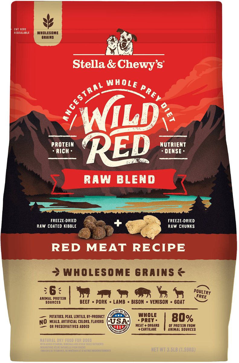 STELLA & CHEWY'S Wild Red Raw Blend Kibble Wholesome Grains Red Meat ...