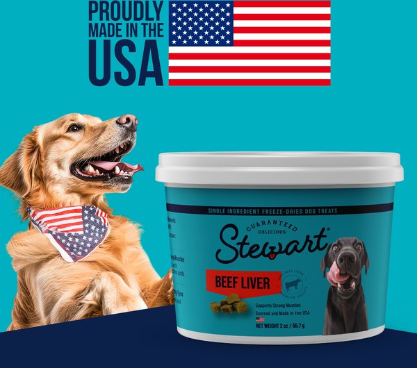STEWART Beef Liver Freeze-Dried Raw Dog Treats, 21-oz tub, bundle of 2 ...