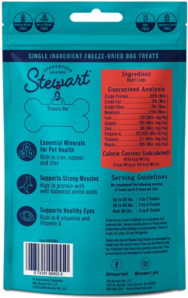 STEWART Beef Liver Single Ingredient Freeze-Dried Dog Treats, 2-oz ...