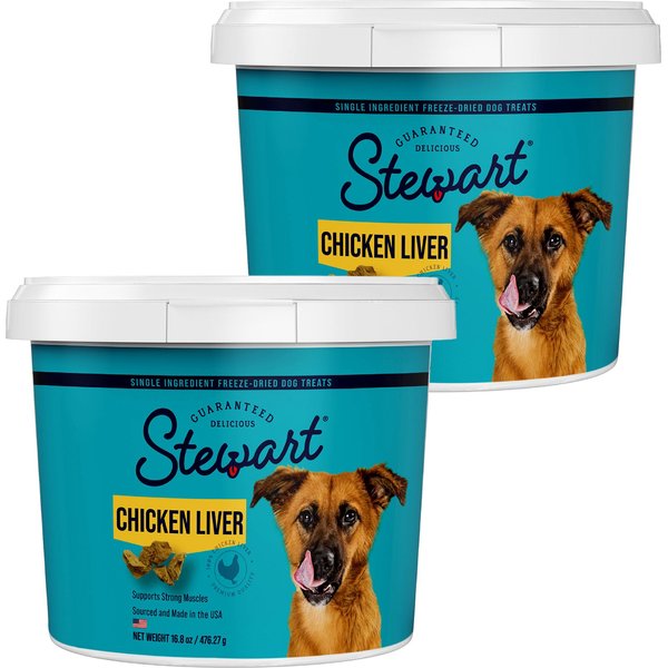 STEWART Beef Liver Freeze-Dried Raw Dog Treats, 21-oz tub, bundle of 2 ...
