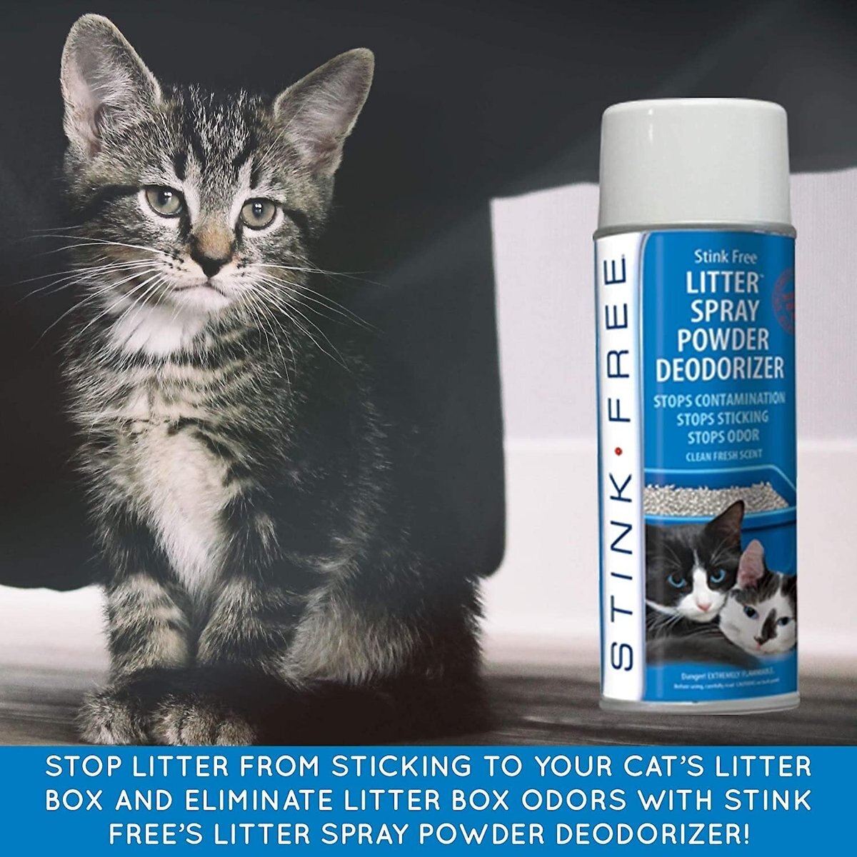 STINK FREE Litter & Litter Box Spray Powder, 12-fl oz bottle - Chewy.com