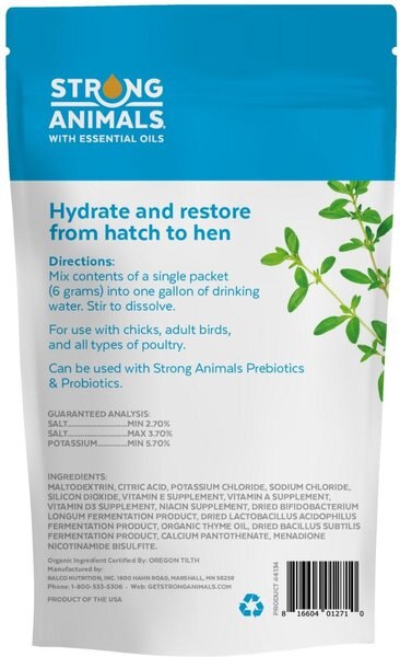 STRONG ANIMALS Electrolytes & Vitamins Poultry Water Additive, 6-gm, 30 ...