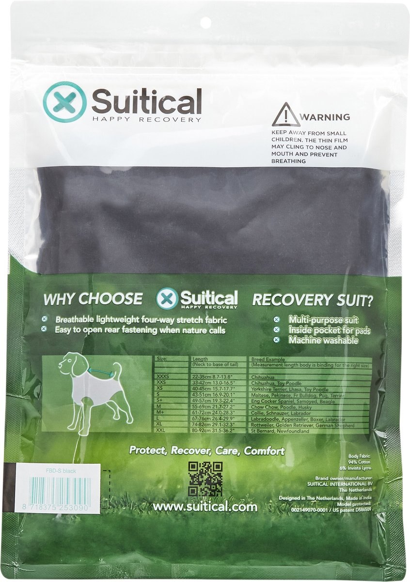 SUITICAL Recovery Suit for Dogs, Black, Small - Chewy.com