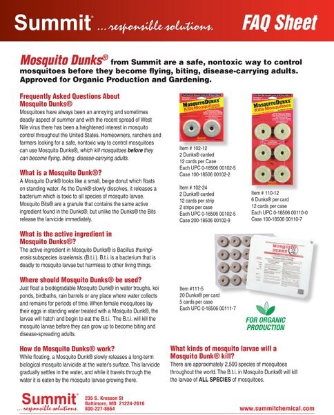 SUMMIT Mosquito Dunks Larvae Control Tablets, 6 count - Chewy.com
