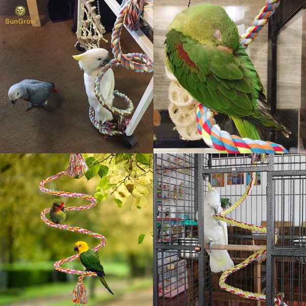 SUNGROW Cockatiel & Parakeet Cotton Rope Perch for Bird Cages, Rat ...