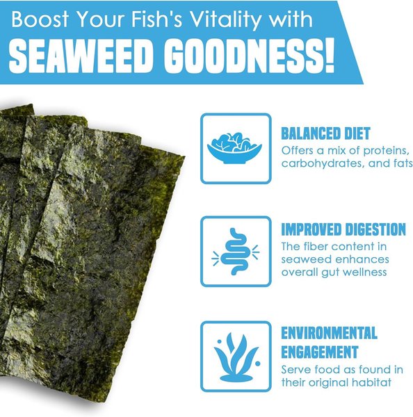 SUNGROW Dried Green Seaweed Sheets Snack for Betta & Hermit Crab ...
