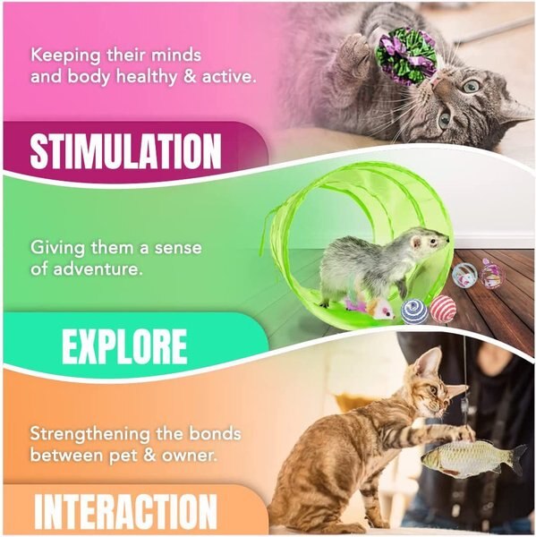 SUNGROW Enrichment Toys for Cat & Ferret, Variety Pack with Crinkle ...