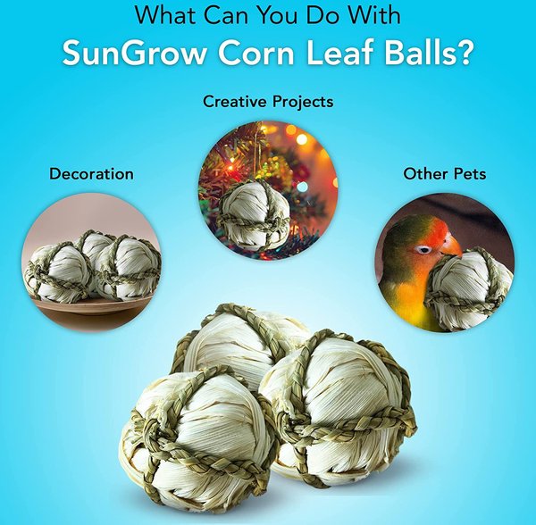 SUNGROW Natural Corn Leaf Treat Ball Rabbit Interactive Chew Toys for ...