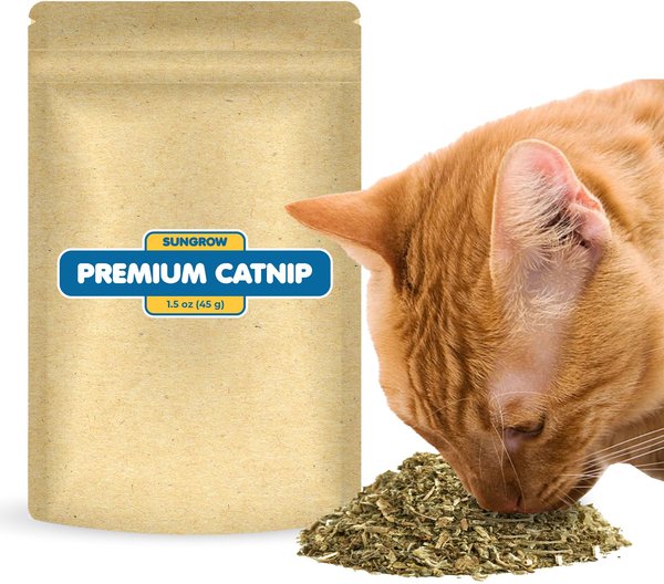 SUNGROW Organic Catnip Treats for Cat Enrichment & Refillable Plush Kitty Toys, 1.5-oz bag ...