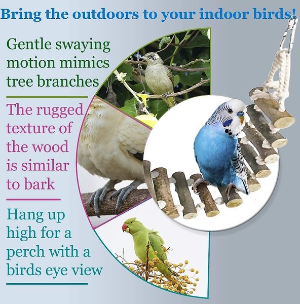 SUNGROW Parakeet & Bearded Dragon Ladder Rope Bridge Bird & Reptile Toy ...