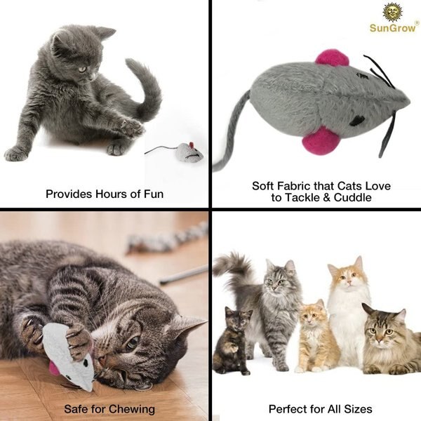 SUNGROW Teething Chews Cat & Ferret Chase & Kicker Mouse Plush Toy, 5 ...