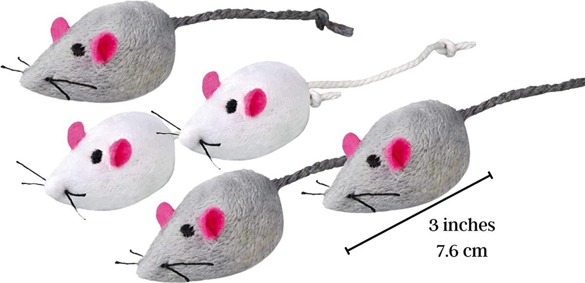 SUNGROW Teething Chews Cat & Ferret Chase & Kicker Mouse Plush Toy, 5 ...