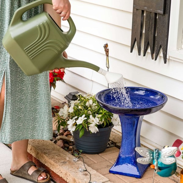 SUNNYDAZE DECOR Ceramic Glazed Finish Bird Bath, Blue, 16-in - Chewy.com