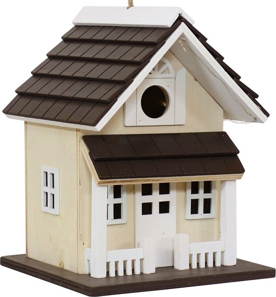 SUNNYDAZE DECOR Cozy Home Wooden Hanging Bird House with Solar String ...