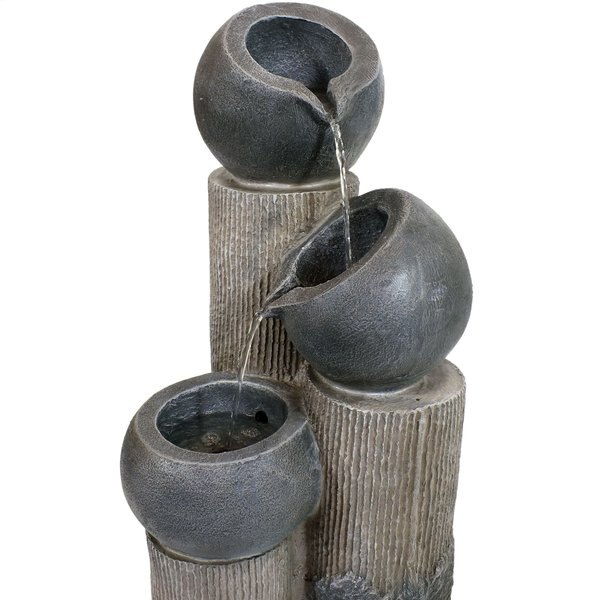 SUNNYDAZE DECOR Solar Powered Polyresin Tiered Cascading Cups Bird ...